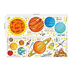 DECOWALL SG2-1501 The Solar System Kids Wall Stickers Wall Decals Peel and Stick Removable Wall Stickers for Kids Nursery Bedroom Living Room (Large) d?cor