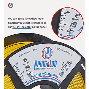 PRINTALOT PLA 3D Printer Filament, Dimensional Accuracy +/- 0.03 mm, 1 kg Spool, 1.75 mm Fluo Yellow