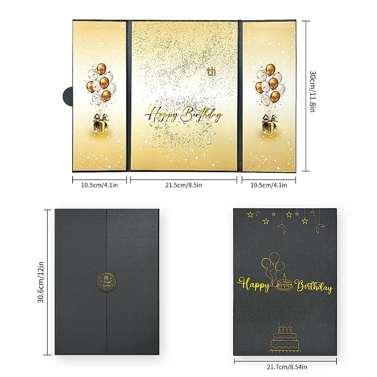 Birthday Guest Book Birthday Black and Gold Party Decorations,DIY Birthday Signing Card Board wtih Number Stickers, Be applicable to Any Age Birthday Party Supplies,Record the best wishes of friends