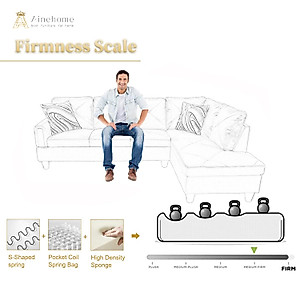 A Ainehome Living Room Sofa Set 2 Pieces Sectional Sofa Set, L-Shape Sofa Faux Leather Couch with Chaise for Living Room/Office/Apartment (B-Ginger, Right Hand Facing)