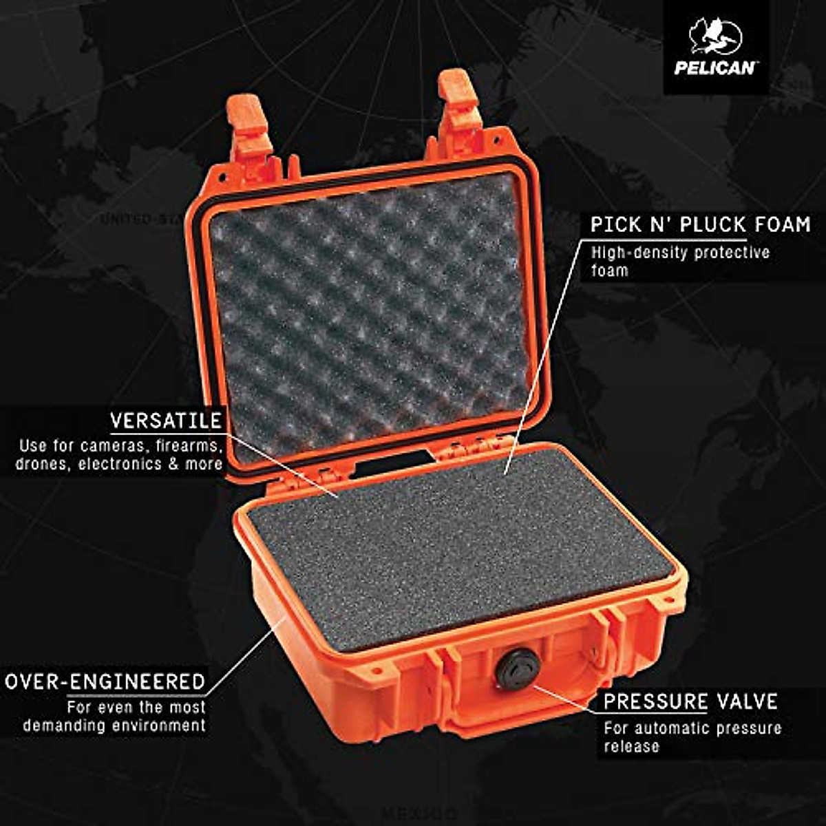 Pelican 1200 Camera Case With Foam (Orange)