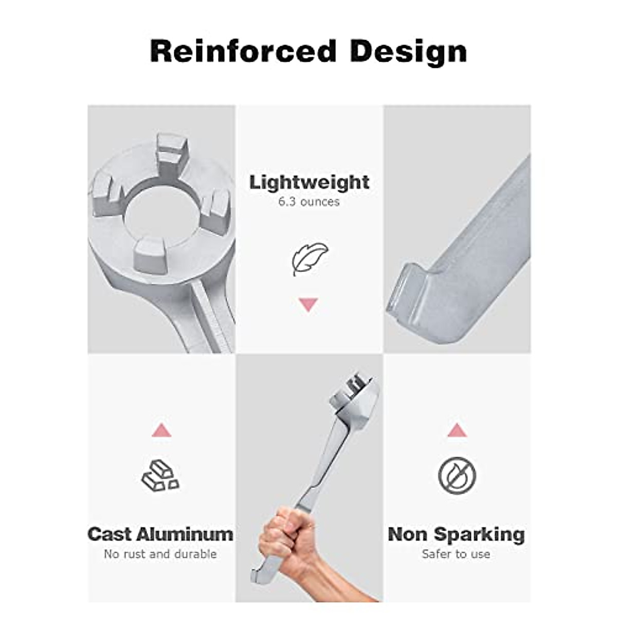 Mellbree Bung Wrench, Aluminum Gallon Drum Wrench Barrel Wrench Drum Opener Tool for Opening 10 15 20 30 50 55 Gallon Drum, Fits 2 inch and 3/4 inch Bung Caps