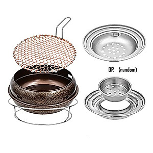 HttKse Cast Iron Charcoal Grill Burners Household Charcoal Stove Tabletop BBQ Grill Portable Food Charcoal Stove with Copper Grill Net Barbecues Burners (Color : Black, Size : 29.5x12.5cm)