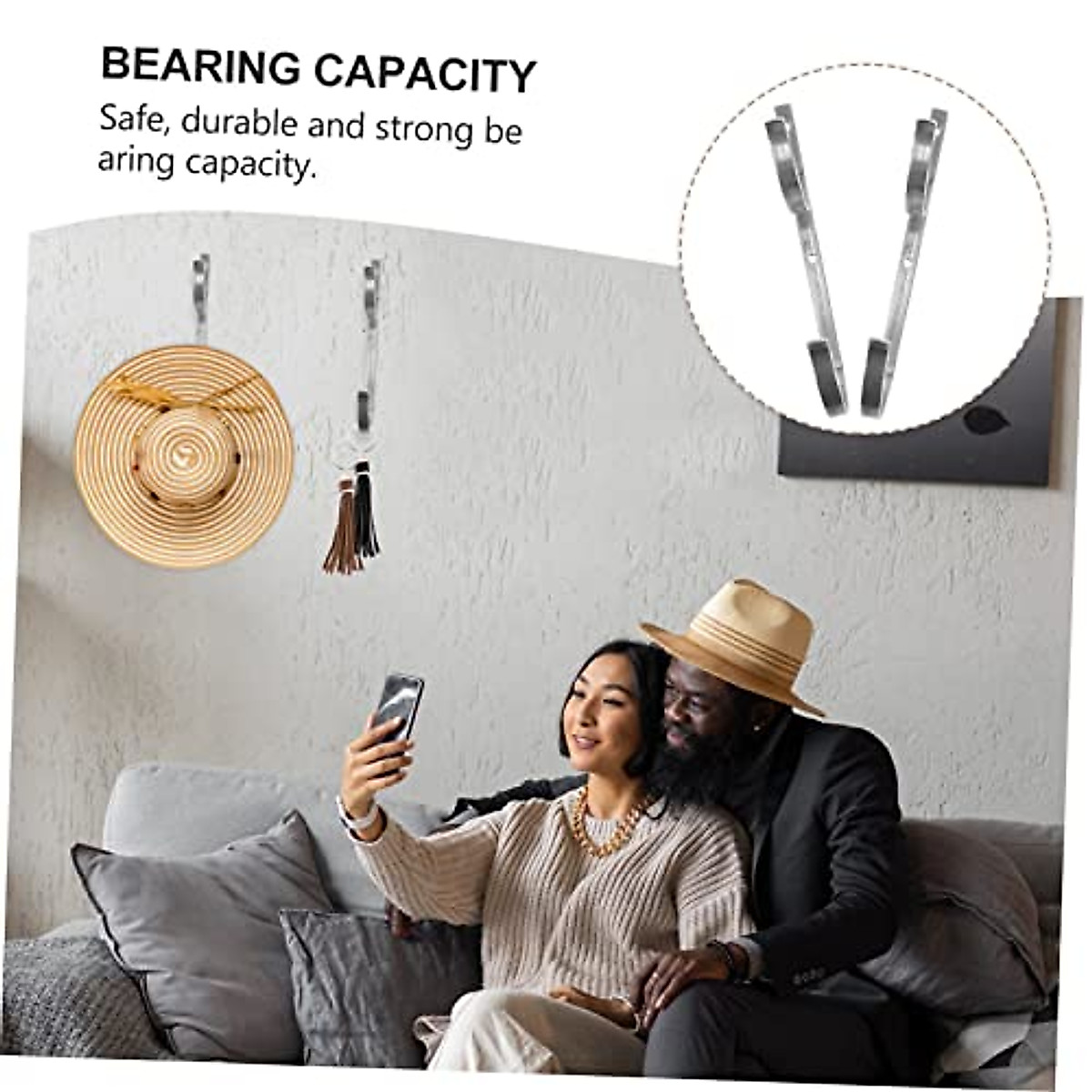 SECFOU 1 Pair Clothes Tool Storage Aluminum Hooks More Telescoping Hanging Organizer Pool for and Accessories Rakes Rod Poles Leaf Maintenance Vacuum Life Saver Fence Garden