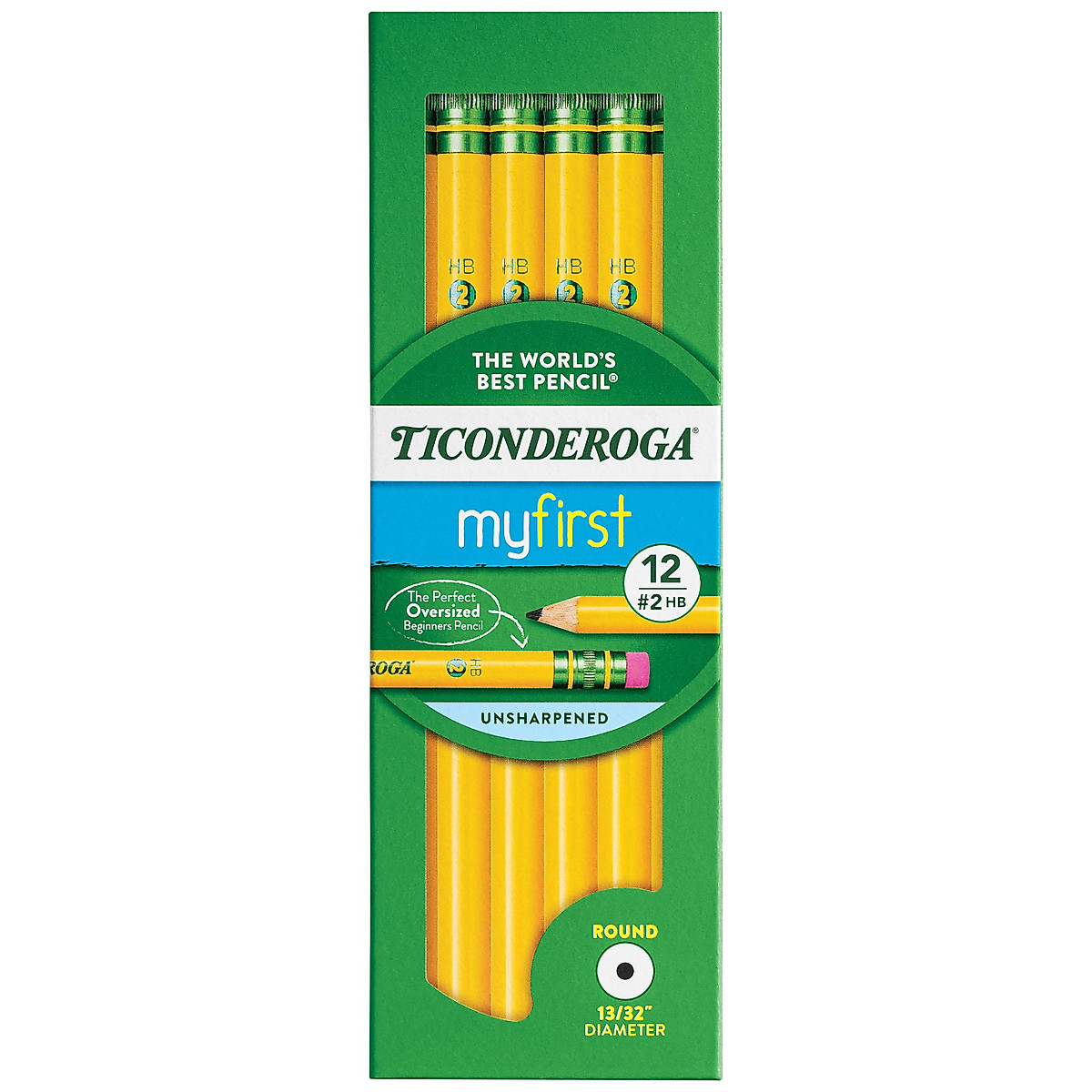 Ticonderoga® Beginners' Elementary Pencils, With Eraser, #2 Lead, Yellow Barrel, Pack Of 12