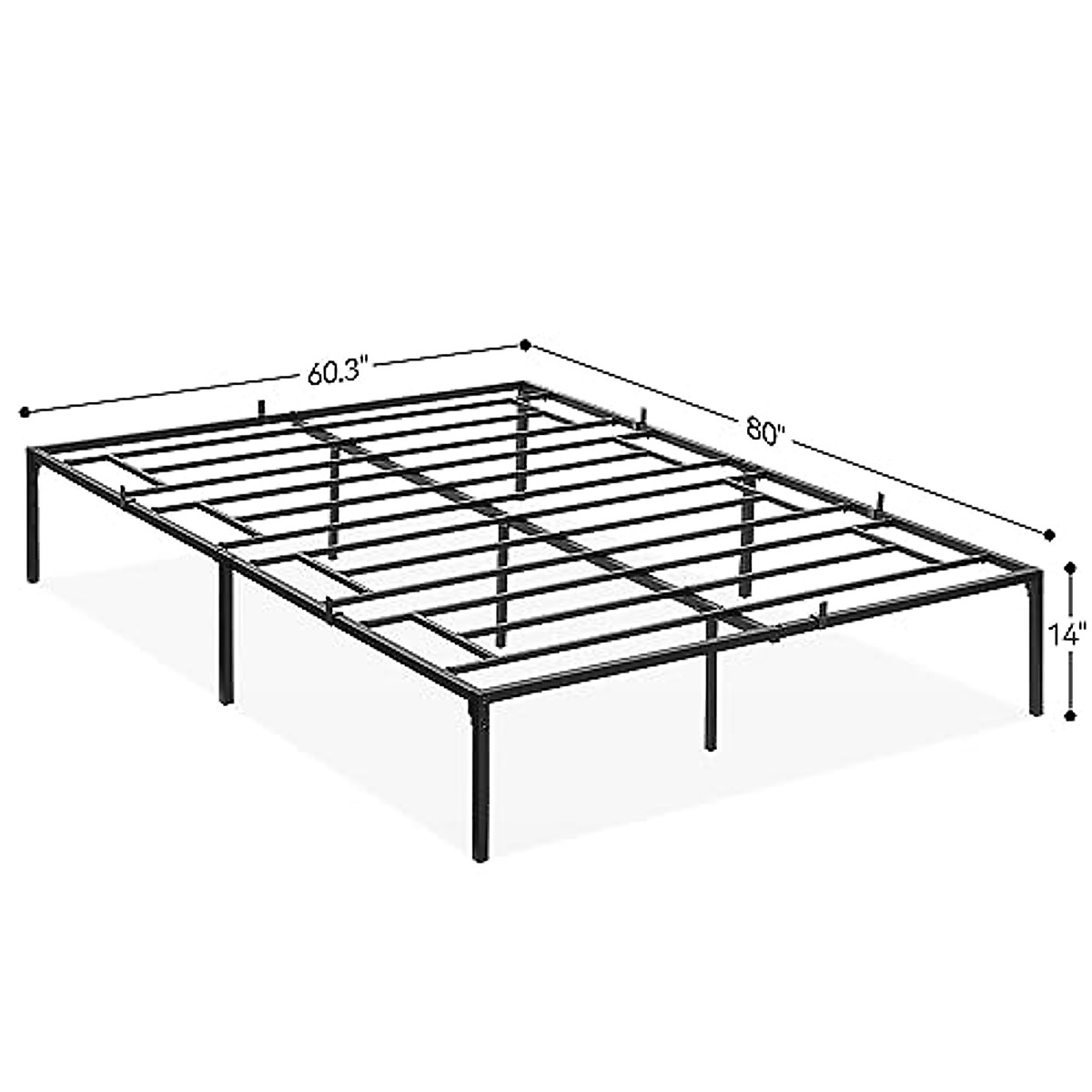 IDEALHOUSE 14 Inch Queen Bed Frame with Storage,Metal Platform Queen Bed Frame No Box Spring Needed Steel Slat Support Easy Assembly