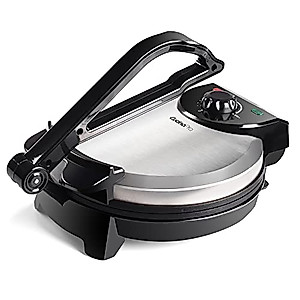 CucinaPro Electric Tortilla Maker - 10" Roti, Flatbread, Non-Stick Cooking Plates with Ready Light and Cord Wrap