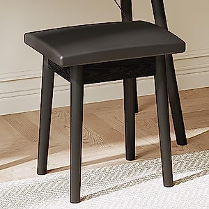 IRONCK Vanity Desk Set with LED Lighted Mirror & Power Outlet, Flip Top Makeup Vanity Table with Drawers,for Bedroom,Black