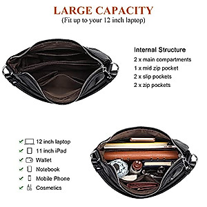 Over Earth Genuine Leather Purses and Handbags for Women Hobo Shoulder Bag Ladies Crossbody Bags Medium(O150E UG Black)