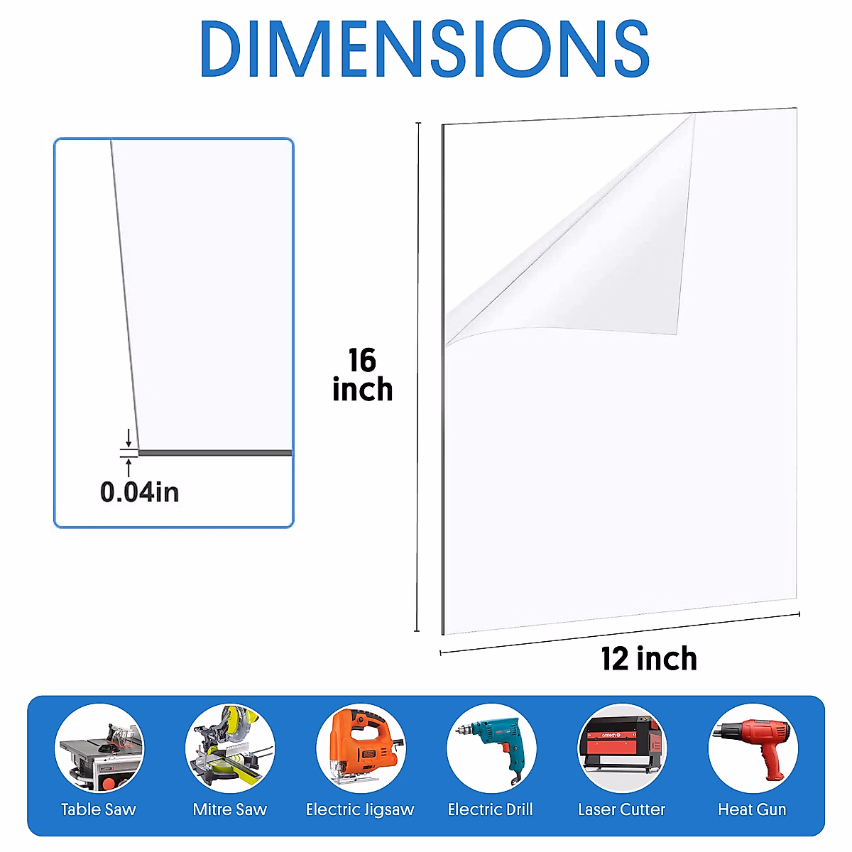DisplayBug Plexiglass Sheets Pack of 10 Durable PET Panels for Poster & Picture Frames, Arts & Crafts Plastic Sheeting Protective Sheet Barrier Made in USA (10, 5X7)