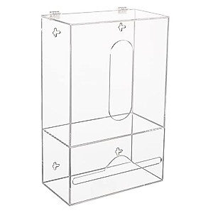 Aphbrada Trash Bag Dispenser Roll Holder for Plastic Bag, 2 in 1 Acrylic Garbage Bag Dispenser Organizer Holder for Cabinet, Wall Mount Kitchen Trash Can Liner Holder for Grocery Bag, Clear