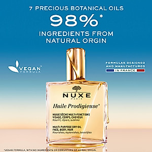 Nuxe Huile Prodigieuse Multi-Purpose Dry Oil - Radiant Glow and Lightweight Hydration for Face, Body & Hair. Nourishes, Repairs and Enhances