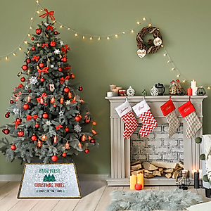 Christmas Tree Collar Metal Farmhouse Tree Skirt Square Trees Ring Base Stand Cover for Xmas Christmas Tree Holiday Home Rustic Decor Decorations (Square)