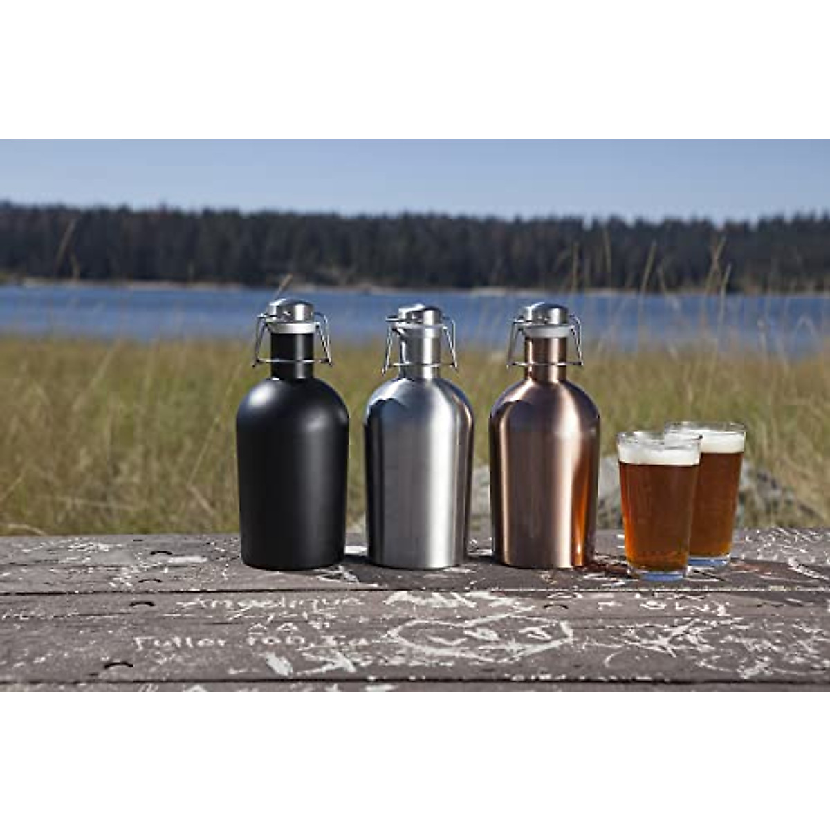 Stainless Steel 64-Ounce Beer Growler by LEGACY - a Picnic Time Brand, Black Matte Finish
