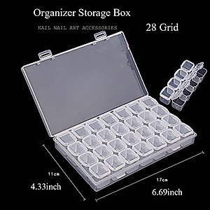 SULLMAR 3PCS 28 grids Rhinestone Box Diamond Picture Box Plastic Jewelry Storage Box Storage Container Gem Container Nail Tools Storage Box DIY Art Craft Nail Art Small Jewelry Bead Storage