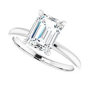 925 Silver, 10K/14K/18K Solid Gold Handmade Engagement Ring, 2 Carats Emerald Cut Moissanite Solitaire Ring, Wedding Bridal Rings for Women/Her, Anniversary Propose Gifts Ring (925 Silver (White Gold Plated))