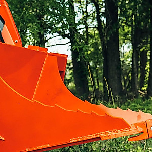 Titan Attachments USA Made Orange Extreme Stump Bucket, Skid Steer Tree Spade Stump Remover Digger, Serrated Leading Edge, Replaceable Teeth, Quick Tach Mounting Style