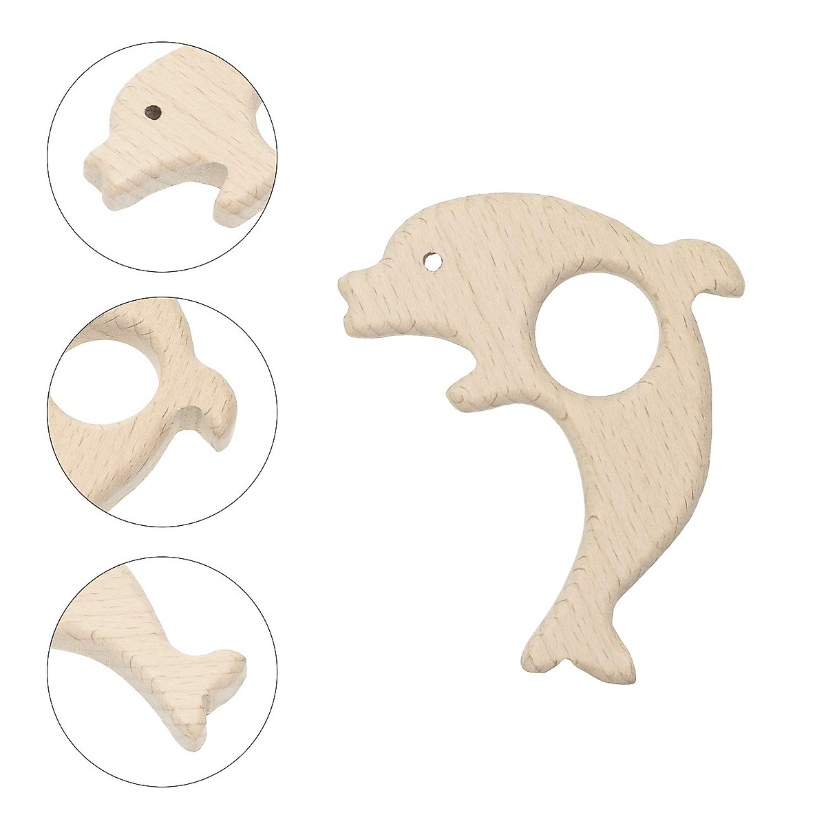 Penta Angel 10Pcs Wood Teething Rings Pain Relief Natural Wood Teething Toys Wooden Teether Animals for Infant Toddler, Turtles Swallows Dolphins Starfish Pigeons Birds Woodpeckers Fish Turtle