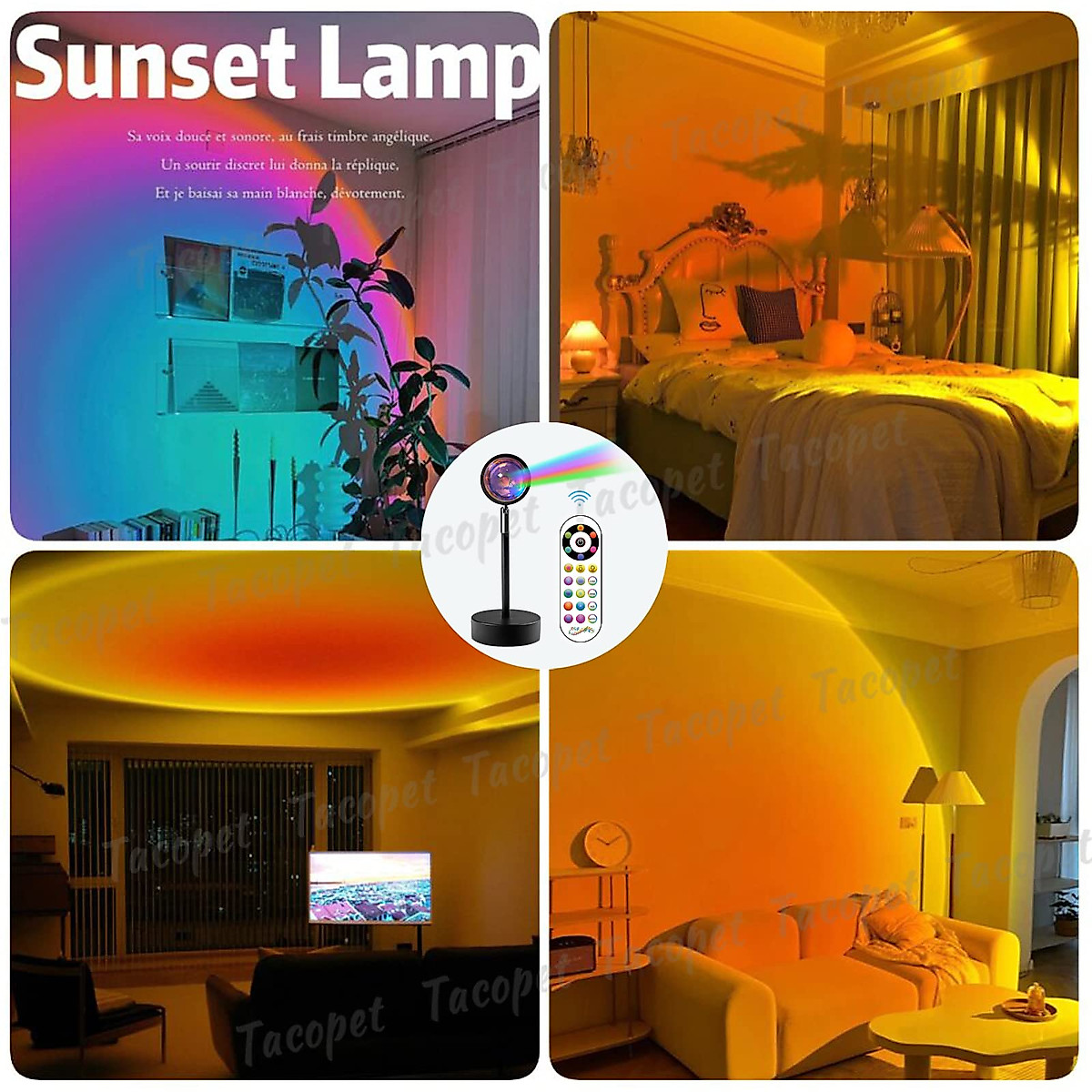 Tacopet Sunset Lamp Projector Sunset Night Light Sunset Projection Lamps Christmas Sunset Light with Remote Mood Lighting Rainbow Sunlight lamp Led Colorful Changing for Home Bedroom