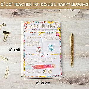 bloom daily planners Teacher To-Do List Daily Planning Pad - Teacher Appreciation Gift & Task Productivity Organizer - School Tear-Off Notepad for Classroom or Homeschool (6” x 9”) - Happy Blooms