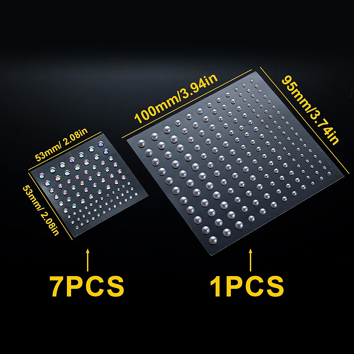 KINBOM 8 Sheets Face Jewels Stickers with Tweezers, Self-Adhesive Face Diamonds for Makeup Stick on Glitter Face Gems Rhinestones Pearl Stickers for Body Art Skin Eye Nail Decoration Festival Party