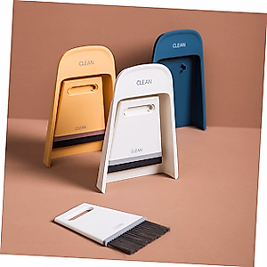 GOOHOCHY Household Broom and Dustpan Soft Bristle Broom Car Dustpan and Broom Office Supplies Mini Hand Broom Table Broom and Dustpan Mini Broomstick Desktop Sweep Cleaning Brush Yellow