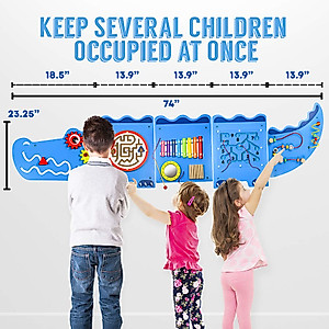 LITTLE CHUBBY ONE Crocodile Activity Wall Busy Board Panels - Fun and Educational Toy for Kids - Easy to Install Wall Mounted Interactive Board Games and Mazes for Kids Encourages Development