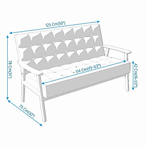 Panana 110 cm Small Office Couch Loveseat Sofa with Wood Arms, Mid Century Modern Love Seat Sofas Lounge Armchair Living Room Bedroom (Black Artificial, Tufted)