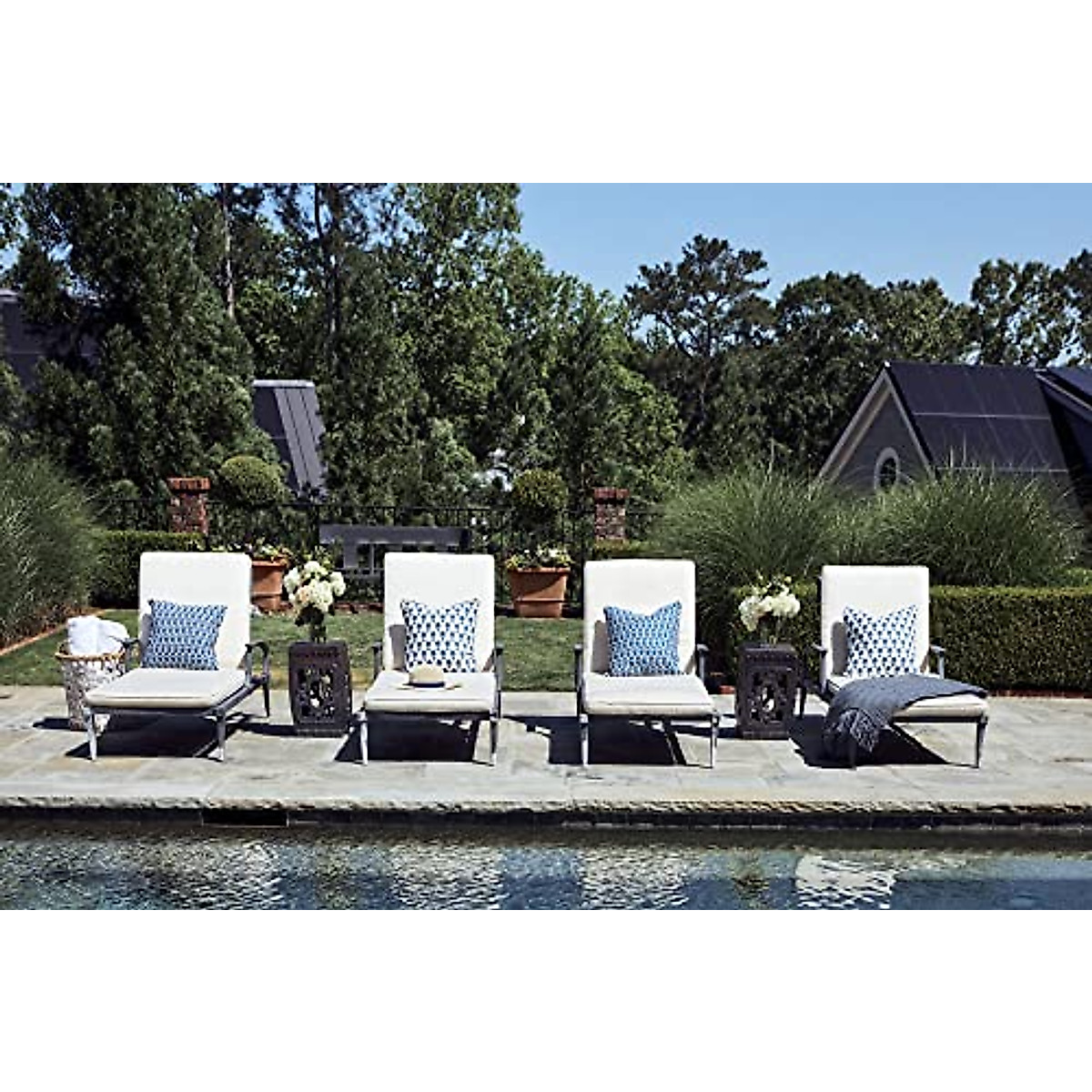 Mud Pie Blue Indigo Pillow, 20" x 20", Flower