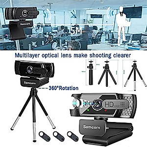 Webcam with Microphone for Desktop,1080P HD USB Webcam Live Streaming Laptop PC Computer Web Camera for Video Calling Conferencing Recording Gaming, 3D Noise Reduction