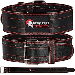 Dark Iron Fitness Weight Lifting Belt for Men & Women - 100% Leather Gym Belts for Weightlifting, Powerlifting, Strength Training, Squat or Deadlift Workout up to 600 Lbs