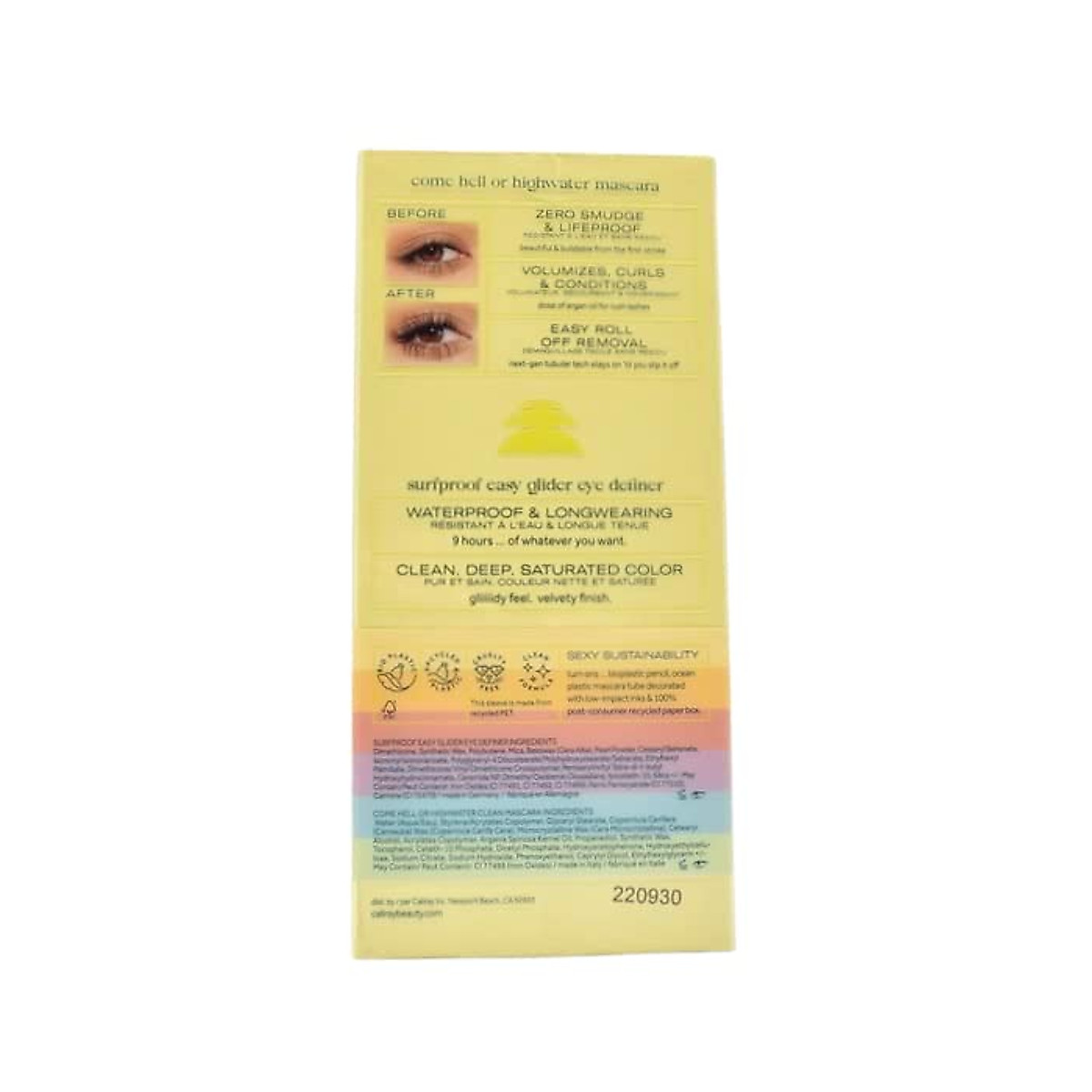 Caliray Party Wave Mascara & Eyeliner Gift Set:: Come Hell or High Water Volumizing Tubing Mascara in Black and Surfproof Easy Glider Eye Definer Waterproof Eyeliner Pencil in Black