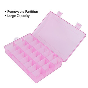 Nail Art Storage Box, 24 Grid Pink Empty Nail Boxes Nail Tips Nail Art Storage Box Plastic Rhinestones Bead Decoration Organizer Case DIY Handmade Gifts Nail Art Supplies Nail Art Container For Beads