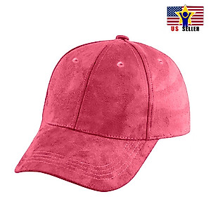 Diona J Faux Leather Woman Man Baseball Cap Hat Snap back (Dark Pink)