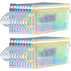 20 Pack Colored Mesh Zipper Pouch Bags,5 Color，A4 Double-Layer Nylon Puzzle Building Block Sets Toy Storage Organization, Mesh Bags with Zipper and Handle for School Office Playroom Storage