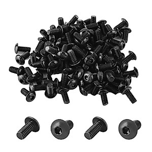 MroMax 100Pcs M4 x 8mm Button Head Socket Cap Bolts Screws, Alloy Steel 10.9 Grade, Allen Socket Drive, Black Oxide Finish, Fully Machine Thread