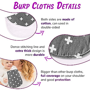 Organic Burp Cloths for Baby Boys Girls - 5-Pack Ultra Absorbent Burping Cloth, Burp Clothes, Newborn Towel - Milk Spit Up Rags - Burpy Bib for Unisex, Boy, Girl - Burp Cloths Set