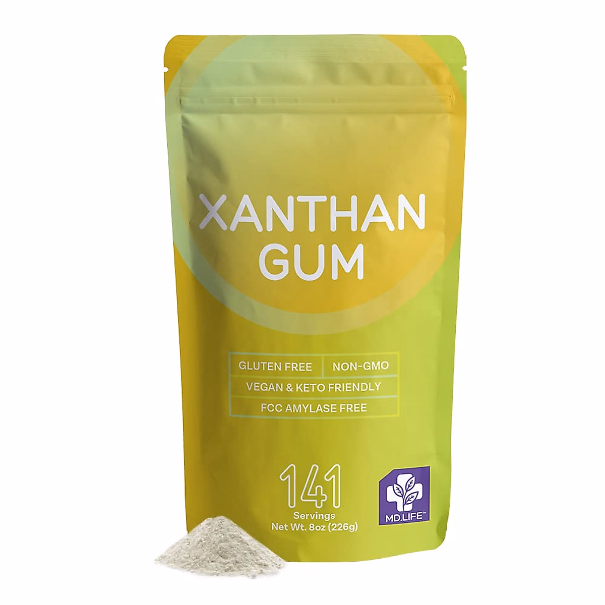 MD. Life Xanthan Gum for Baking Keto - 8oz – 100% Natural Xanthan Gum Powder - Keto Friendly & Gluten Free – Carb Free Xanthan Gum for Baking, Food Thickener & Ice Cream Stabilizer