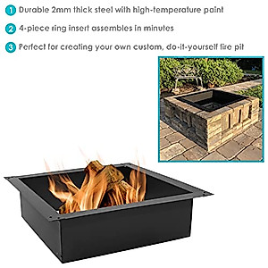 Sunnydaze Steel Square Above-/In-Ground Fire Pit Insert - 42-Inch Outer Diameter (36-Inch Inner Diameter)