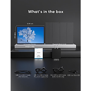 2.5K Portable Monitor for Laptop16 Inch 2560 * 1600 100% sRGB Comupter Gaming Display with HDR USB C HDMI, Ideal for Travel, Second, Extend Screen