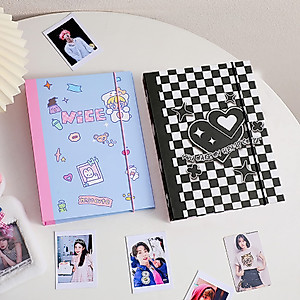QiuchenYH A5 Binder Photocard Album with 25Pcs Inner Pages 3 Inch Photo Album Sleeves Kpop Photocard Holder Photocard Collect Book for Pictures Cards Storage Blue