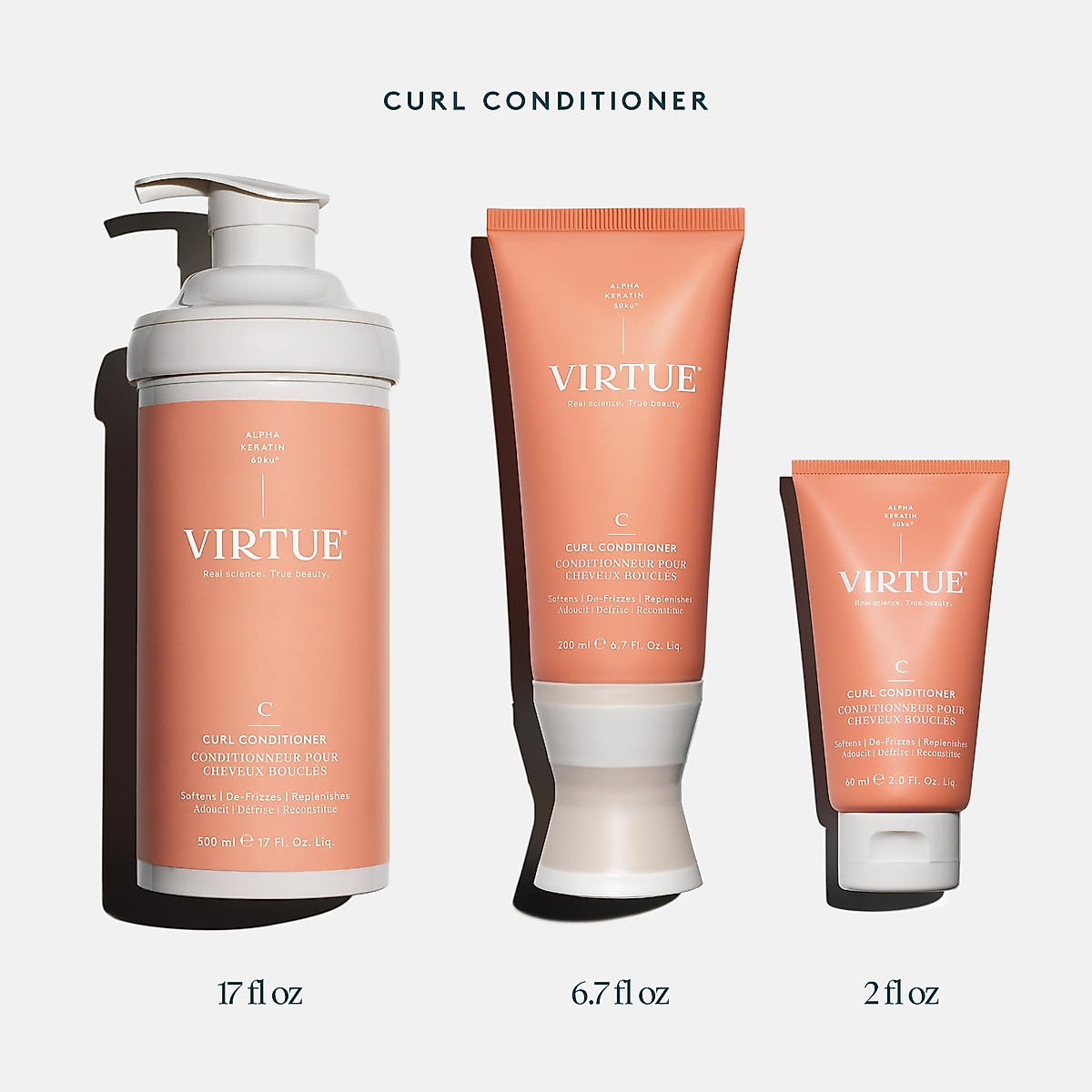 VIRTUE Curl Conditioner with Jojoba Oil, Sulfate Free, Hydrates, Nourishes & Repairs Curly Hair with Frizz Control, Color Safe