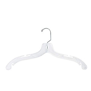 NAHANCO 505MG Plastic Shirt Hanger, Middle Heavy Weight, 17", Clear with Molded Rubber Grippers and Chrome Hook, Clear (Pack of 100)
