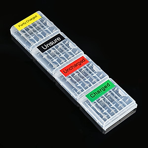 [15 Pack] 4-in-1 Unique AA Battery Storage Holder Kit with Reusable Stickers (45) Effective AA and AAA Battery Storage Organizer Battery Holder Cases