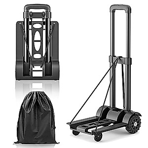 Folding Hand Truck,110 lbs Dolly Cart with Wheels for Moving, Solid Construction Utility Cart Compact and Lightweight for Moving/Shopping/Travel/Office Use