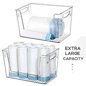 Extra Large Trash Bag Holder, Acrylic Garbage Bag Holder Dispenser with Lid for Kitchen and Under Sink