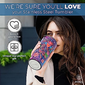 Greenline Goods Frida Kahlo Viva La Vida Insulated Travel Tumbler – 20 oz Triple Insulated Stainless Steel Coffee Tumbler with Lid, Dishwasher Safe, Non-Slip Silicone Base, Double Wall, Vacuum Sealed