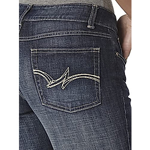 Wrangler Women's Western Mid Rise Stretch Straight Leg Jean, Dark Indigo, 11W x 30L