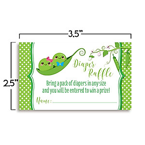 Two Peas In A Pod Twin Boy And Girl Diaper Raffle Tickets for Baby Showers, 20 2" X 3” Double Sided Insert Cards for Games by AmandaCreation, Bring a Pack of Diapers to Win Favors & Prizes!