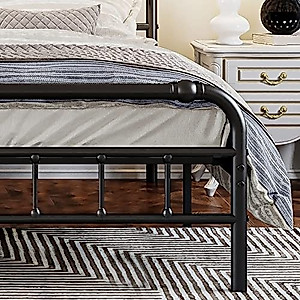 THEOCORATE Twin Size Bed Frame with Headboard and Footboard,14 Inch High 2500lbs Heavy Duty Support No Box Spring Needed,Noise Free,Anti-Slip,Easy Assembly,Black